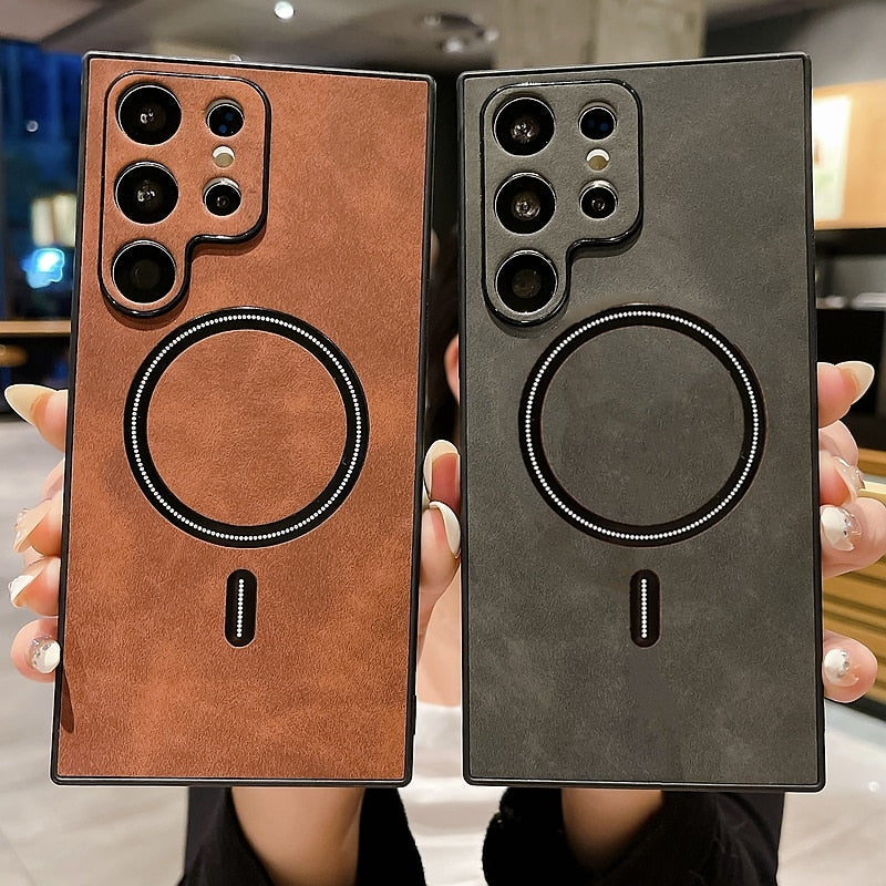 Leatherlike Textured Magnetic Ring Samsung Case – Exoticase