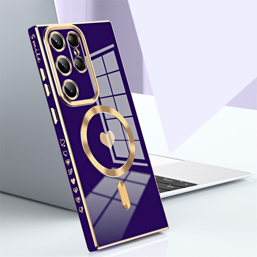 Love Heart Plated Wireless Charge Ring Samsung Phone Case – Exoticase