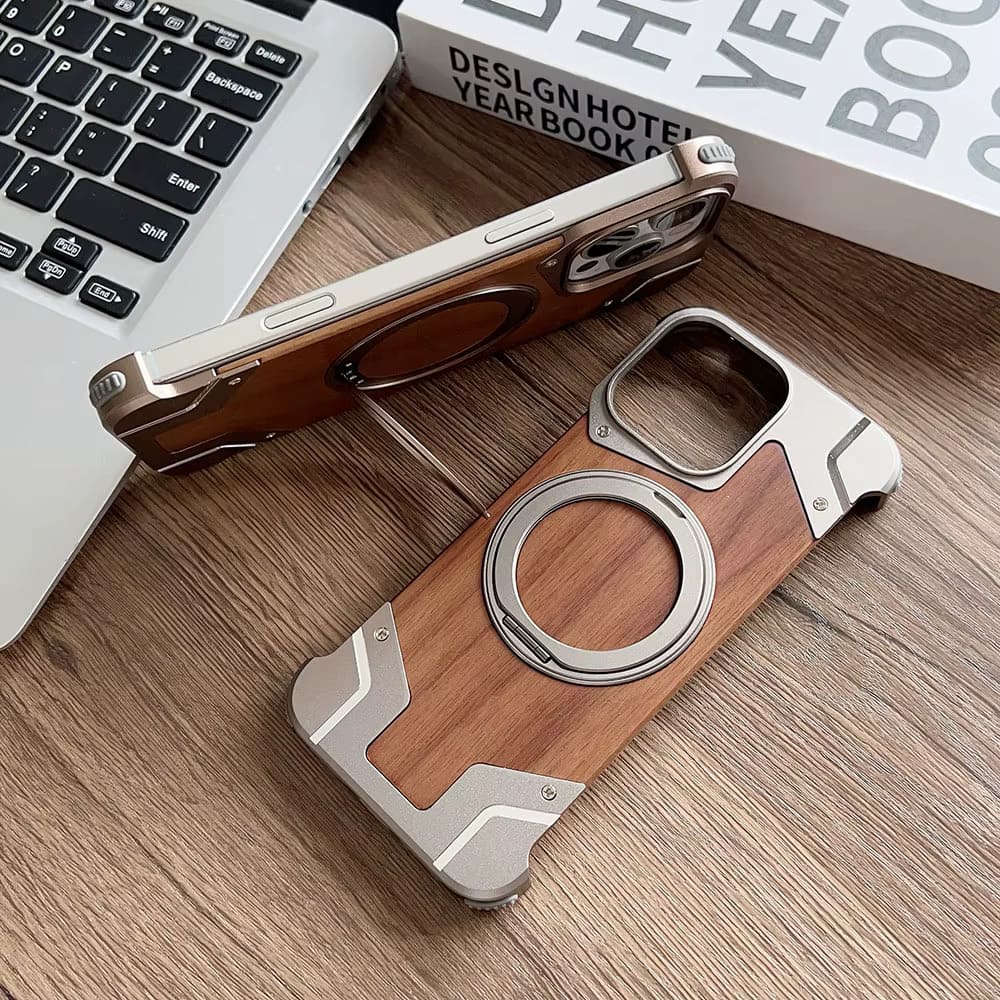 Walnut Wood & Metal Melange Rimless iPhone Case – Exoticase